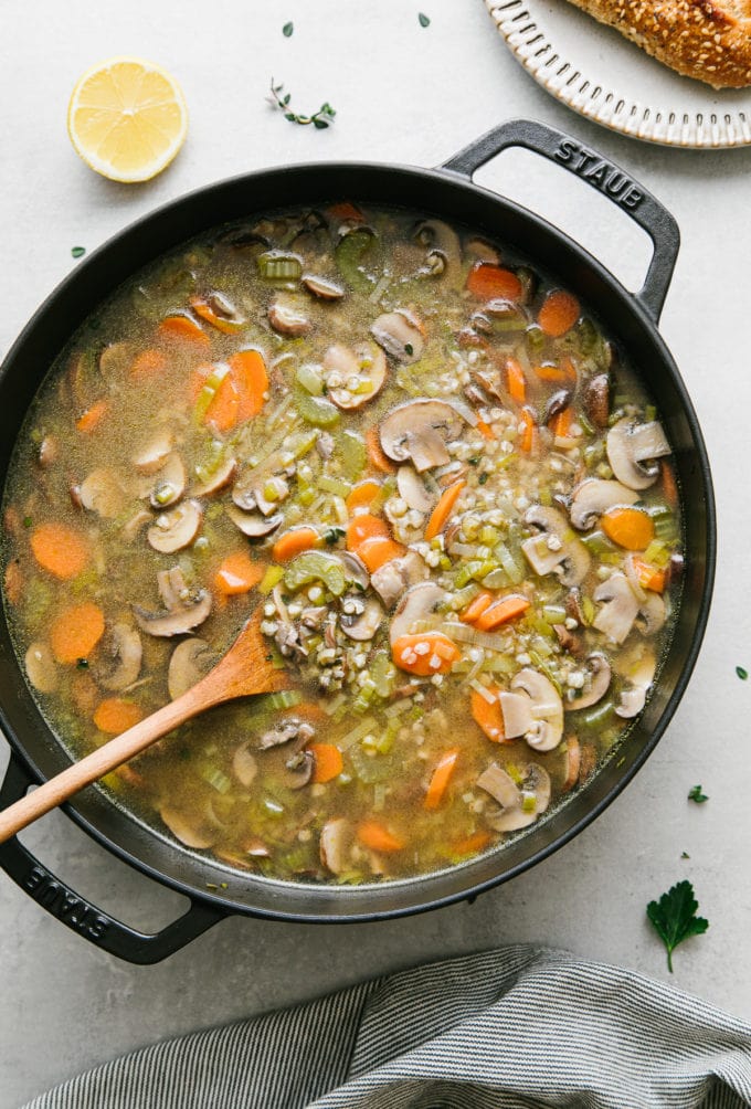 Mushroom & Buckwheat Soup (Hearty & Delicious)